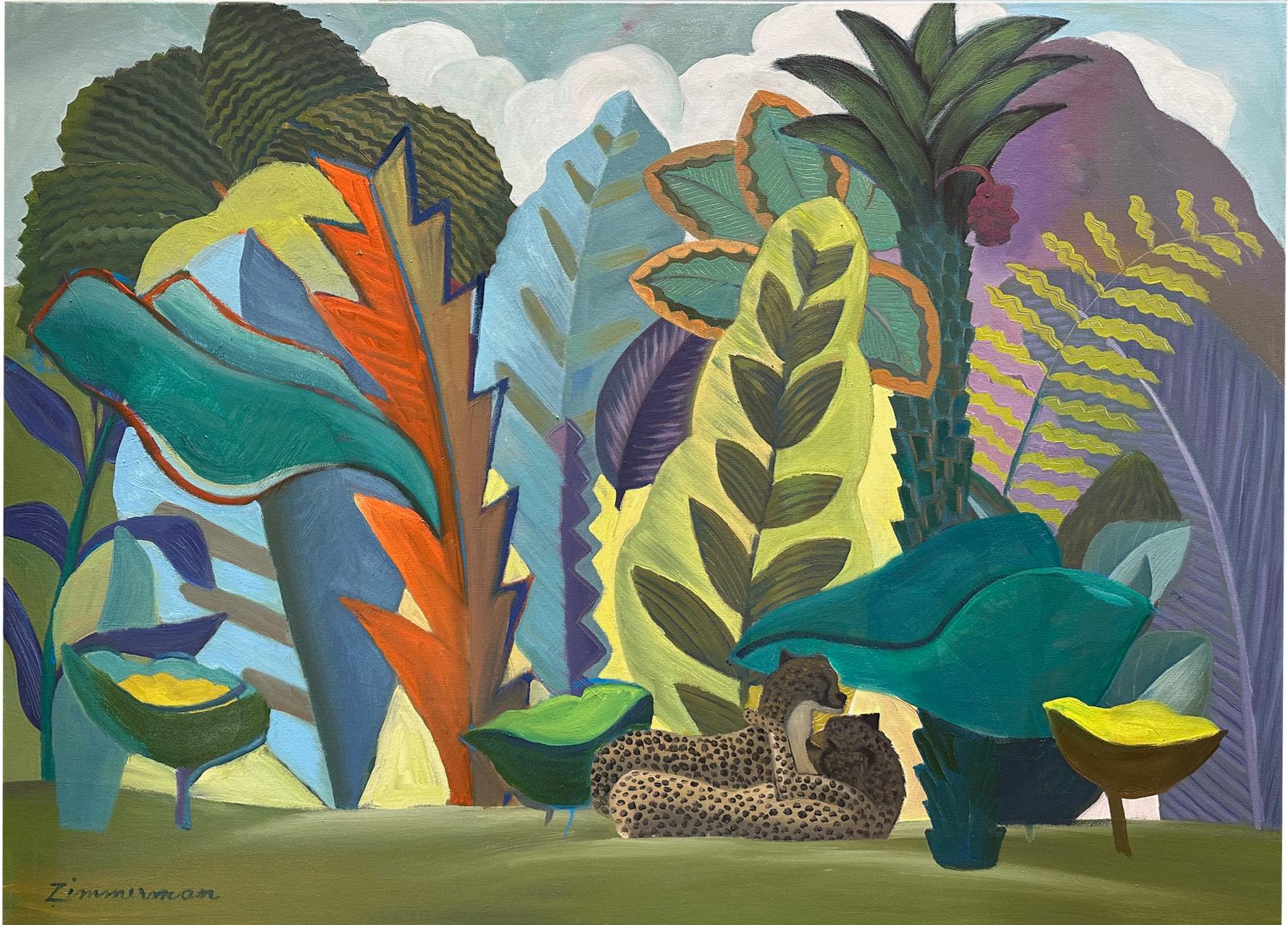 Marc Zimmerman - Cheetahs Cuddling In The Jungle - Wild Cats Painting ...
