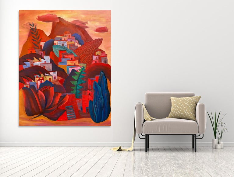Marc Zimmerman - Pueblo Rojo - Landscape Red Painting by Marc Zimmerman ...