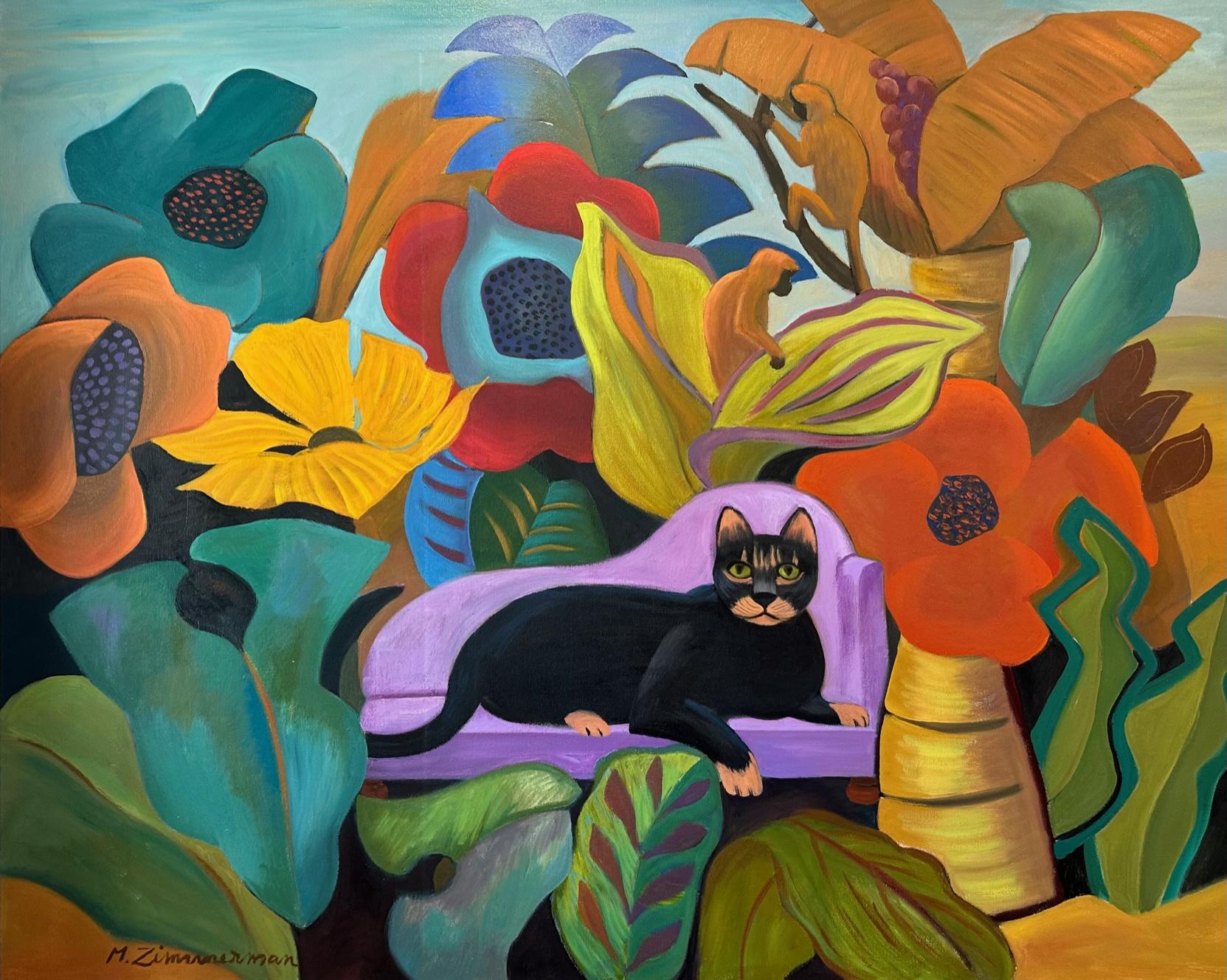 Marc Zimmerman - THE PRIMADONNA 2 - Cat in the Jungle Large Painting By ...