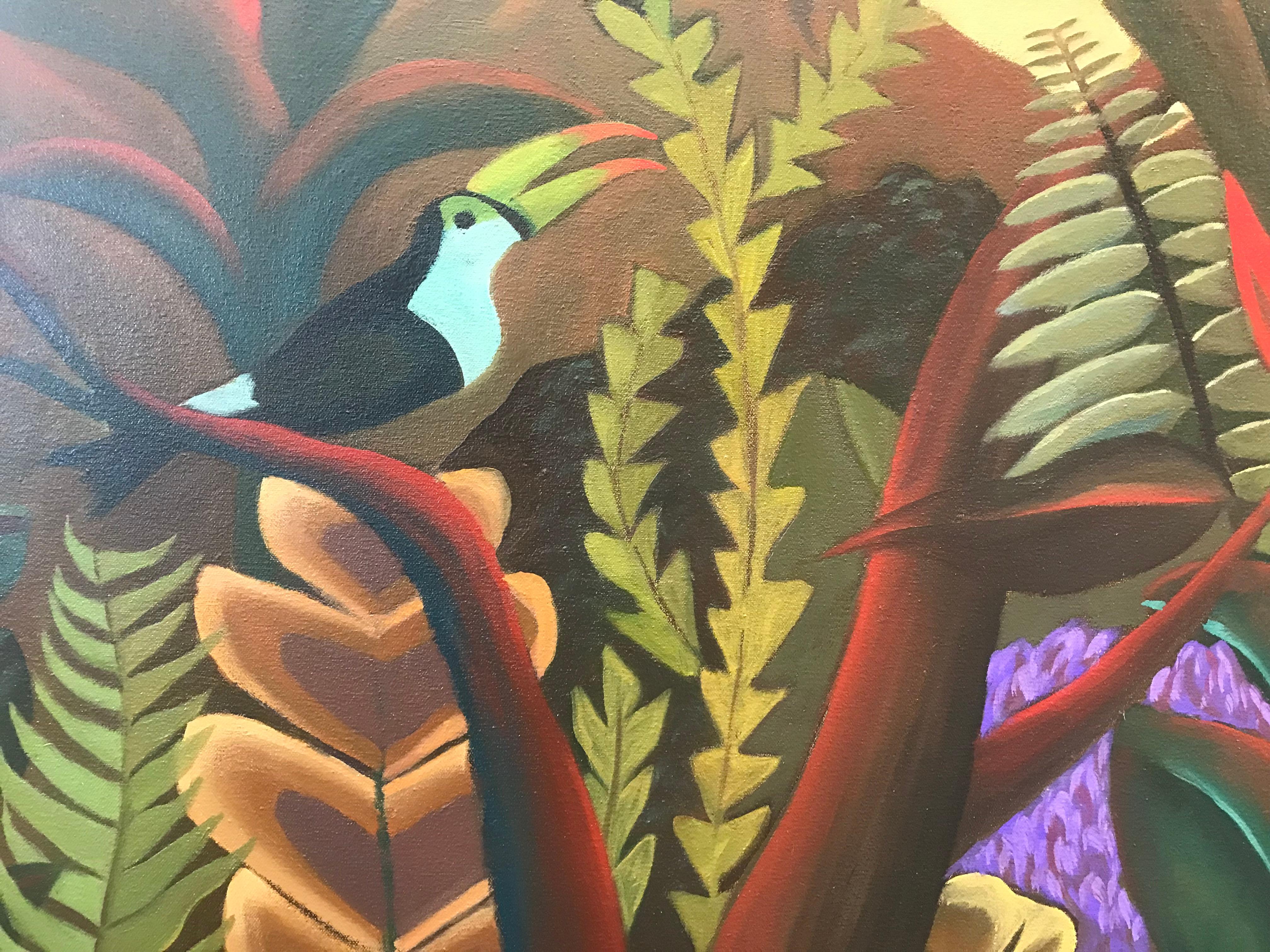 Marc Zimmerman - Toucans In The Jungle - Landscape Painting - Oil on ...