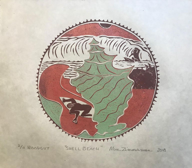 Marc Zimmerman - Shell Beach - Figurative Print - Woodcut Print By Marc ...