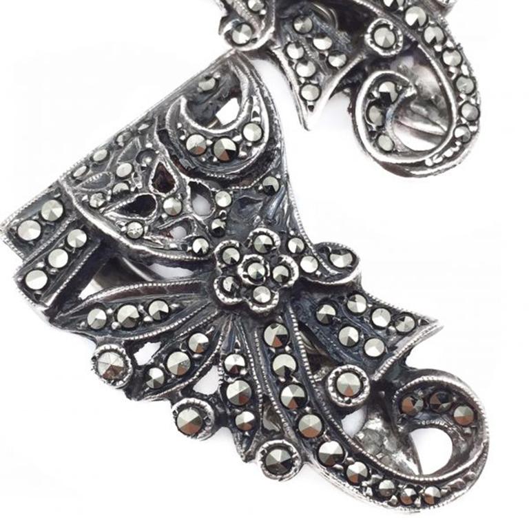 Marcasite Vintage Double Dress Clip Brooch English Silver 1930s For ...