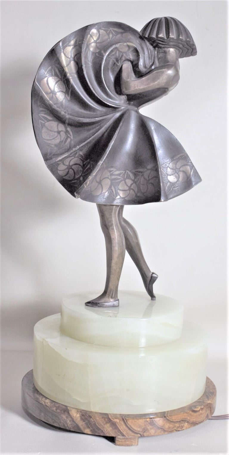 Marcel Andre Bouraine Art Deco Silvered Bronze Lighted Sculpture ...