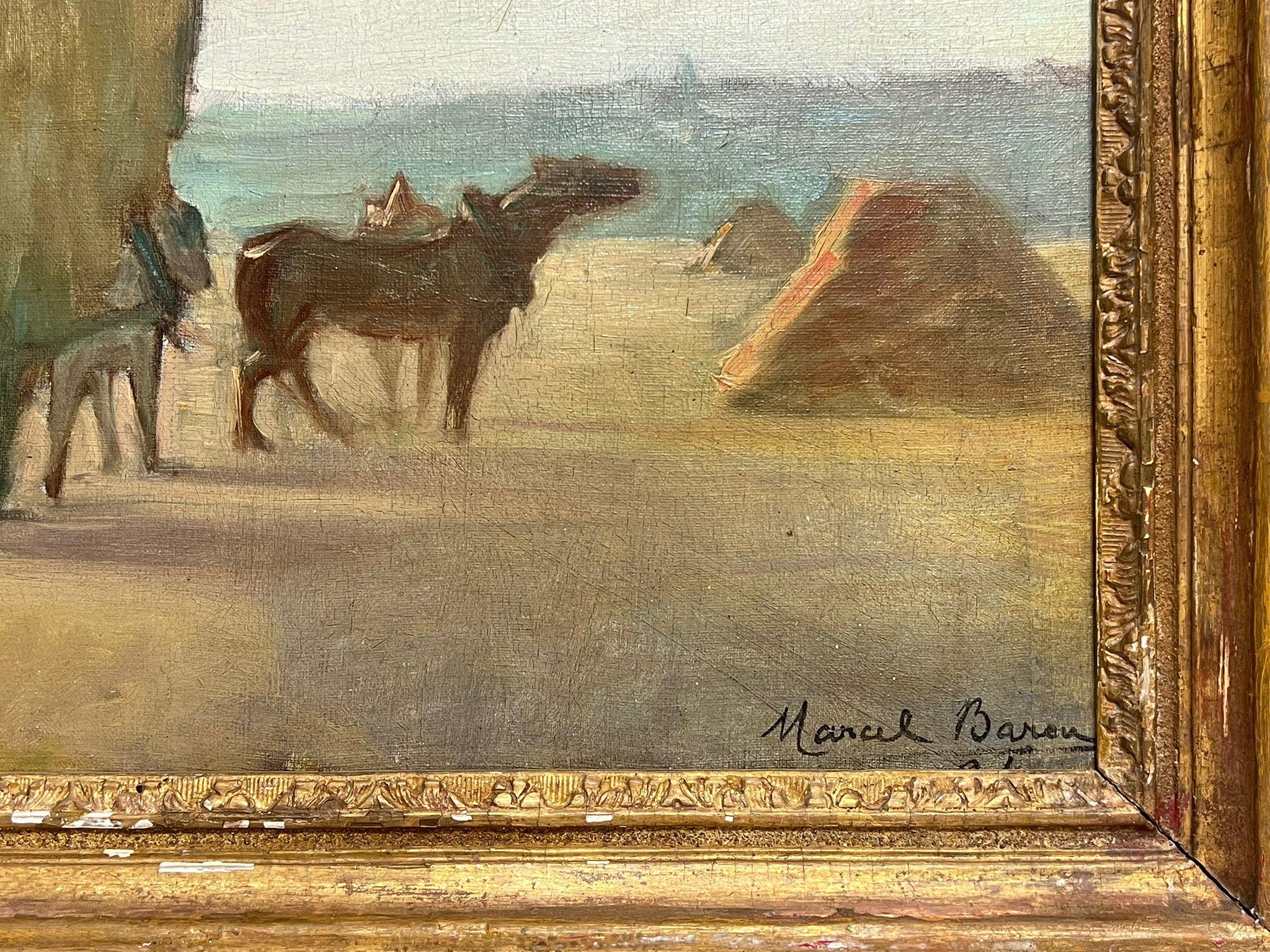 Marcel Baron - French Vintage Oil Painting Haycart Harvest Scene ...