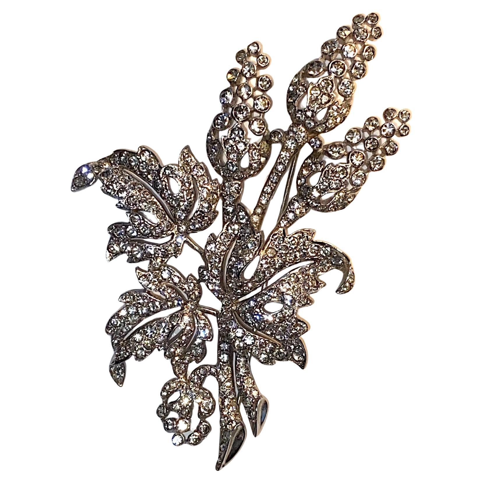 Marcel Boucher Rhinestone Floral Brooch from 1941 For Sale at 1stDibs