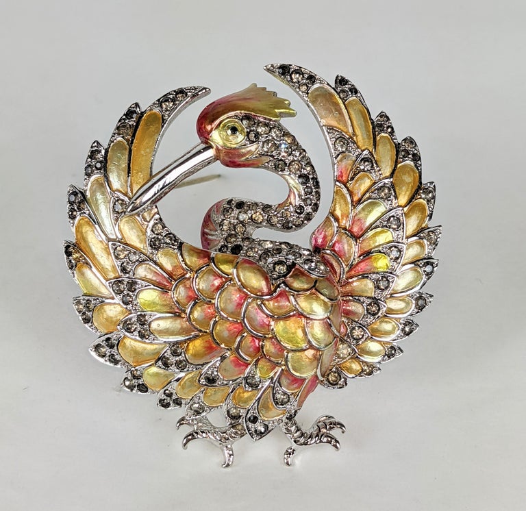Marcel Boucher Enamel Phoenix Brooch, 1941 For Sale at 1stDibs
