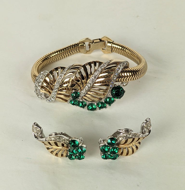 Marcel Boucher Retro Emerald Paste Parure For Sale at 1stDibs