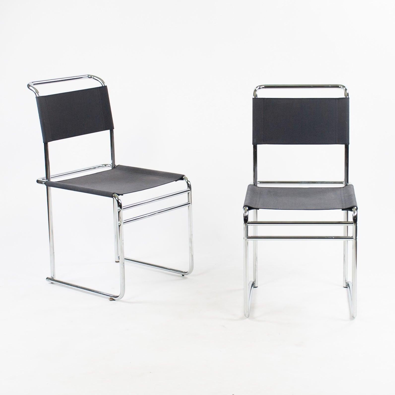 Marcel Breuer B5 Dining Chairs Chrome Canvas Bauhaus Tecta Thonet 1960s ...