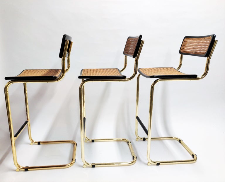Marcel Breuer Bar Stools by Cidue 'Black', 1970s at 1stDibs