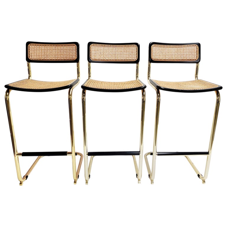 Marcel Breuer Bar Stools by Cidue 'Black', 1970s at 1stDibs