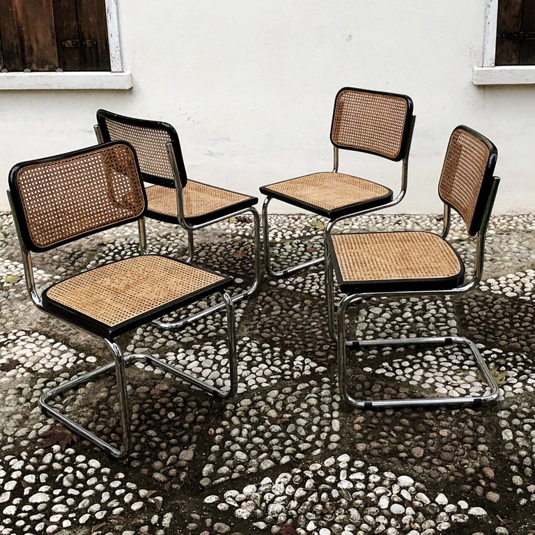 Marcel Breuer Bauhaus Wien Straw B32 Cesca Dining Room Chairs, 1970s ...