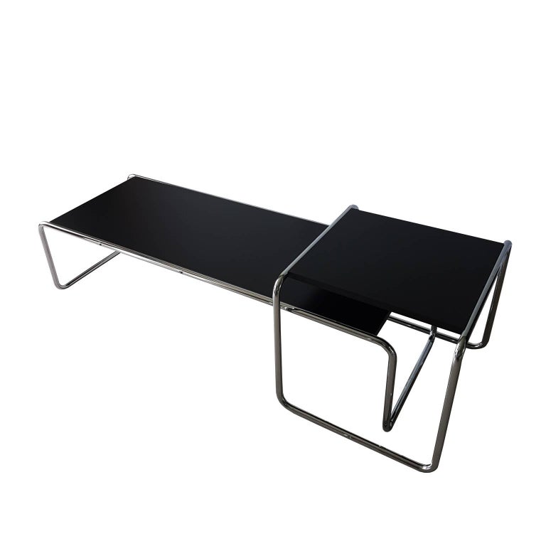Marcel Breuer Coffee Table in Tubular Steel and Black Laminate Top ...