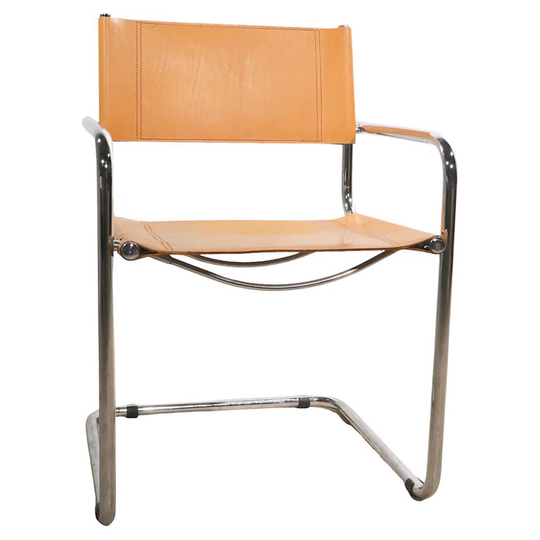 Marcel Breuer Design Leather and Chrome Arm Dining Office Chair c. 1970 ...