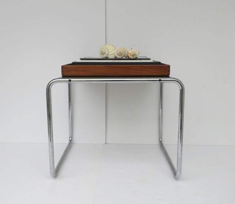 Marcel Breuer Laccio Side End Table for Knoll Studio Chrome and Black ...
