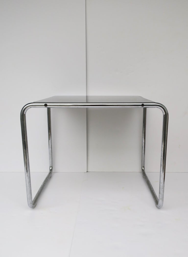 Marcel Breuer Laccio Side End Table for Knoll Studio Chrome and Black ...