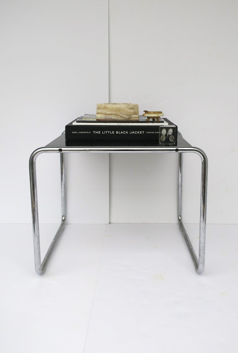 Marcel Breuer Laccio Side End Table for Knoll Studio Chrome and Black ...