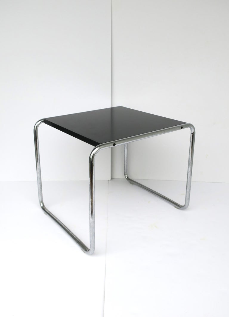 Marcel Breuer Laccio Side End Table for Knoll Studio Chrome and Black ...