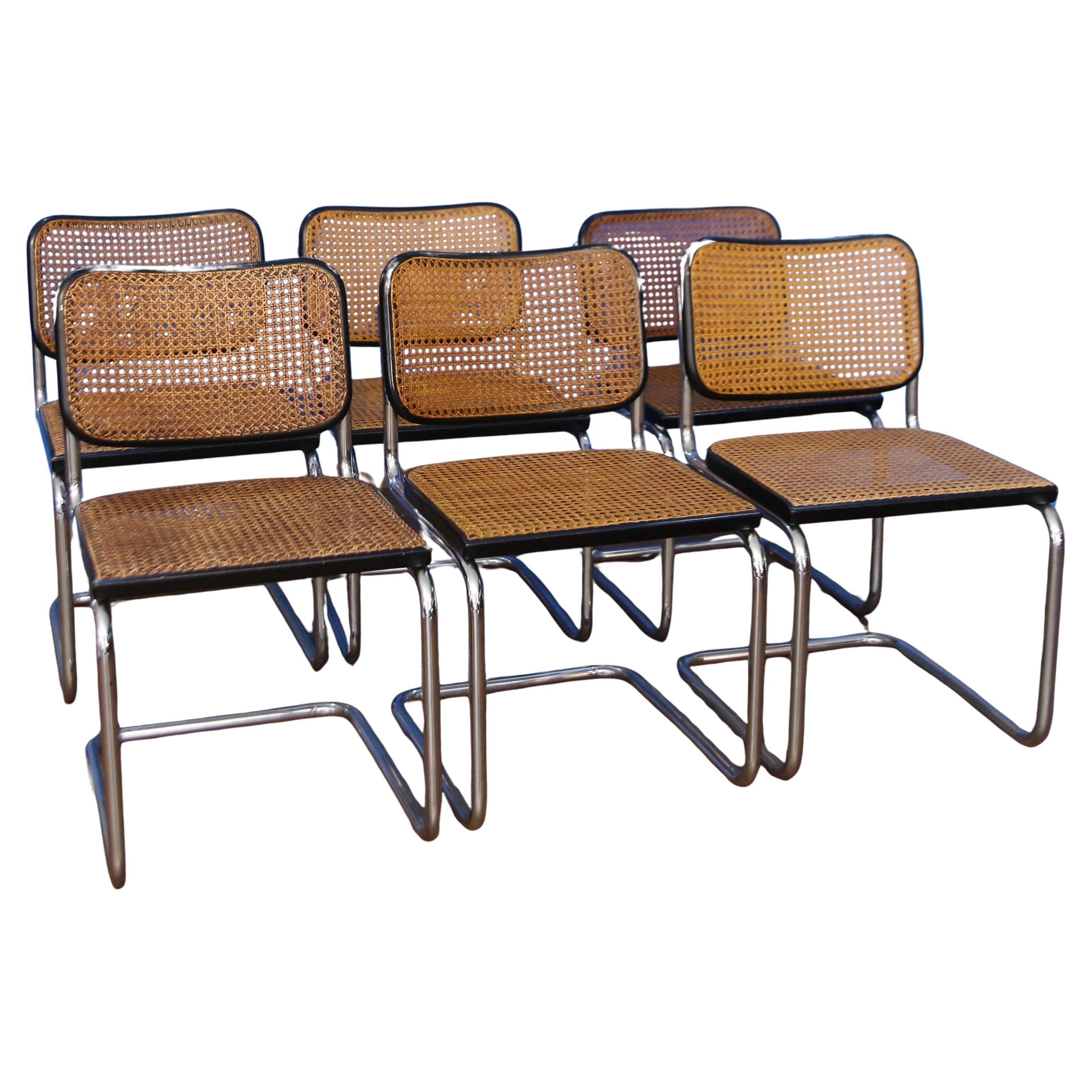 Marcel Breuer Set of six "CESCA" model chairs Gavina production from ...