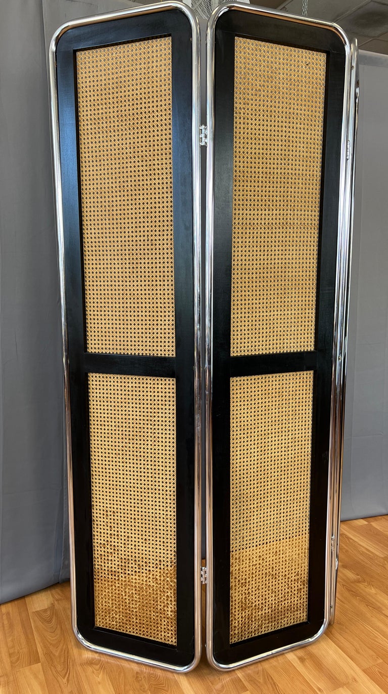 Marcel Breuer Style 3 Panel Rattan Room Divider/Screen at 1stDibs
