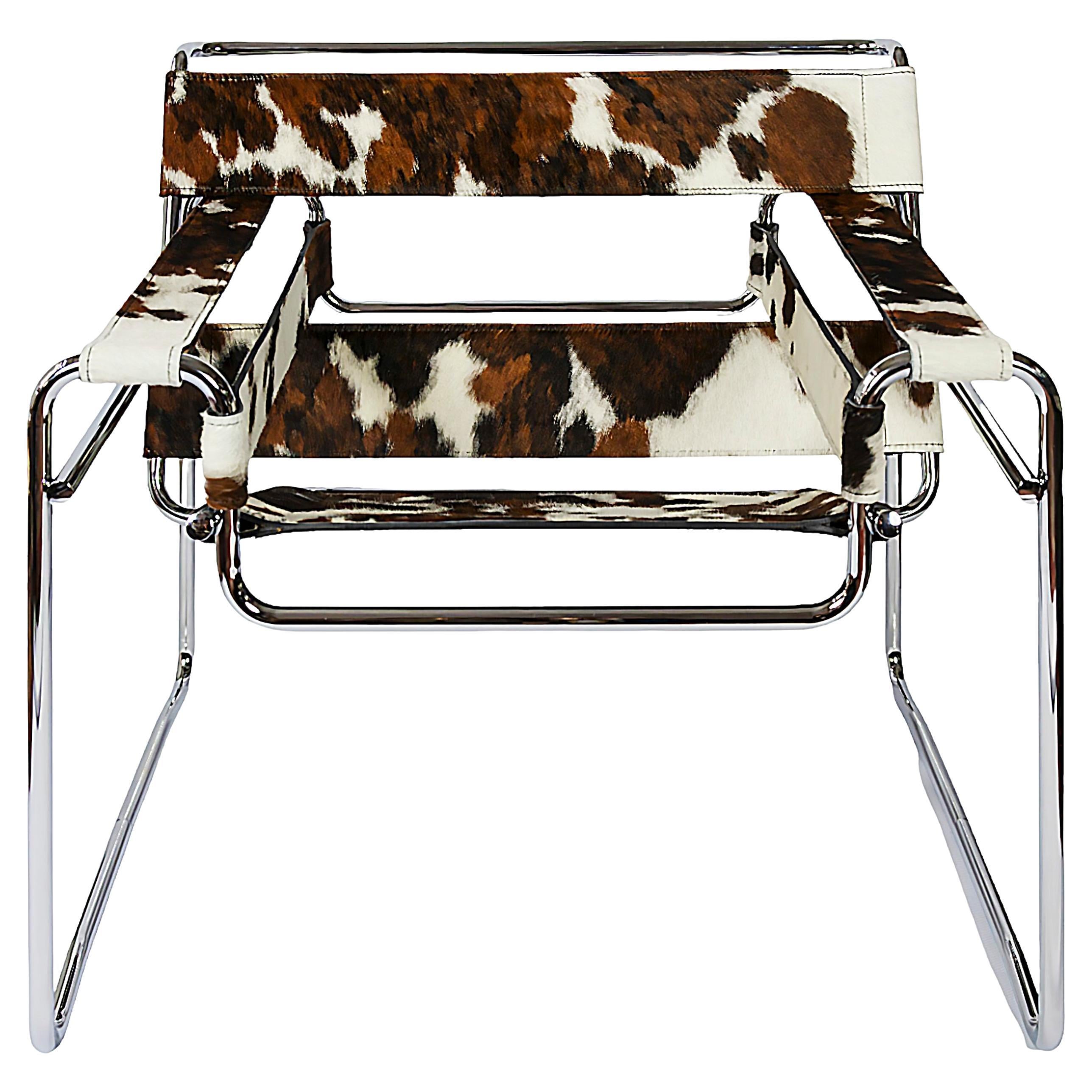 Marcel Breuer Wassily Style Armchair in Cowhide For Sale at 1stDibs