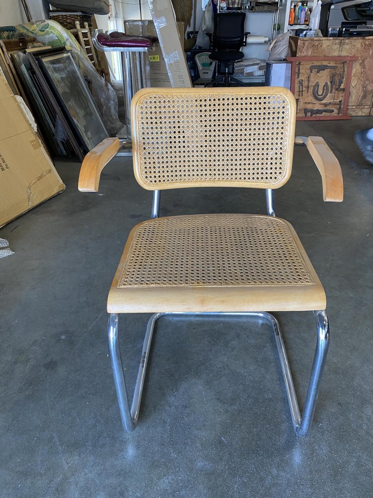 Marcel Breuer Wicker Back Chrome "Cesca" Chair at 1stDibs