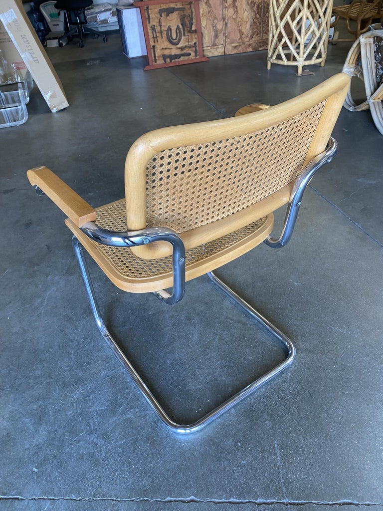 Marcel Breuer Wicker Back Chrome "Cesca" Chairs by Virco at 1stDibs