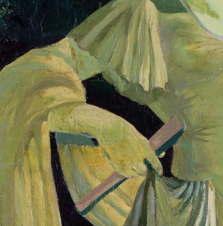 20th Century art deco figurative painting of a lady in moonlight For ...