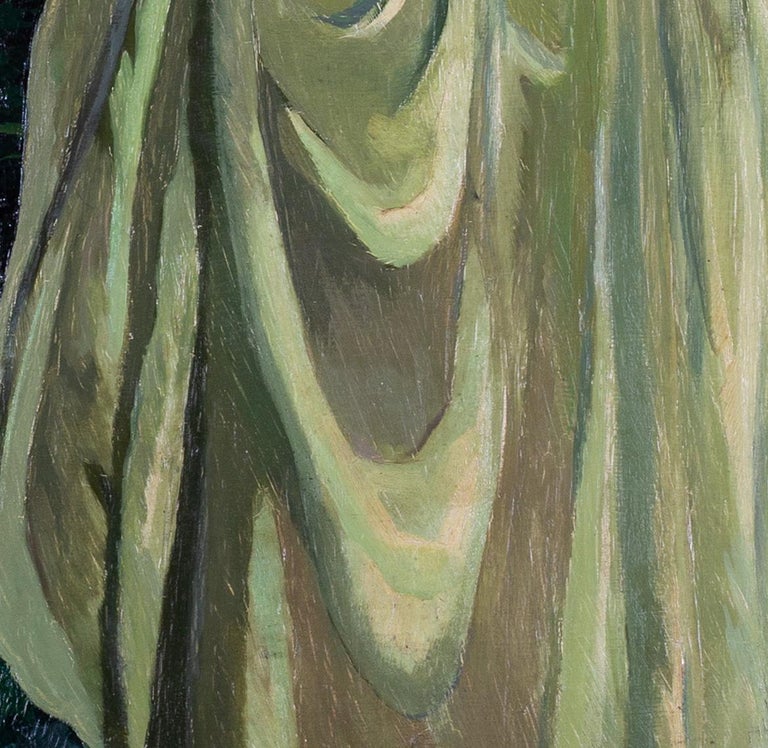 20th Century art deco figurative painting of a lady in moonlight For ...