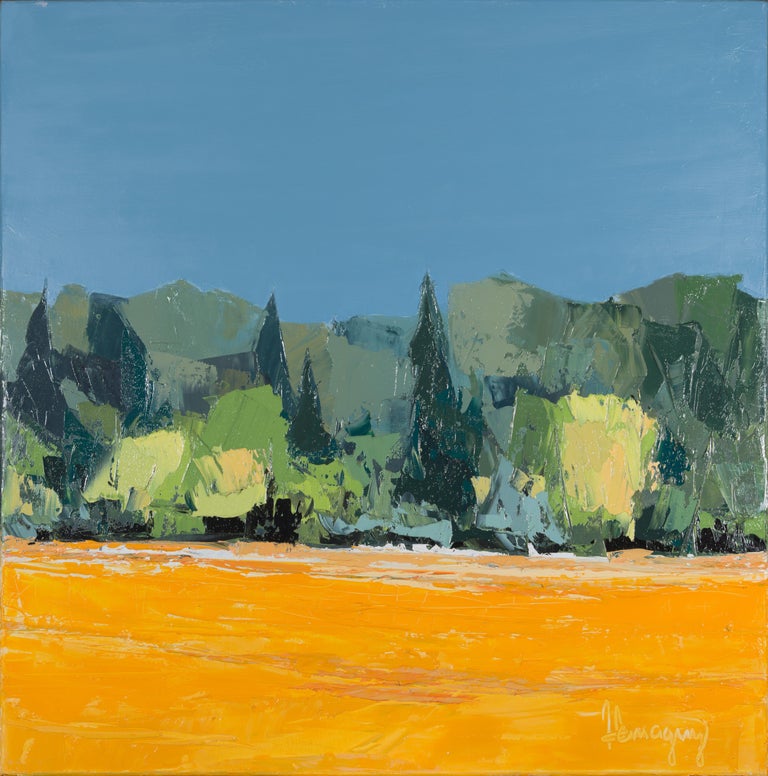Marcel Demagny - "Woods' Edge", Blue Yellow Green Poetic Figurative ...