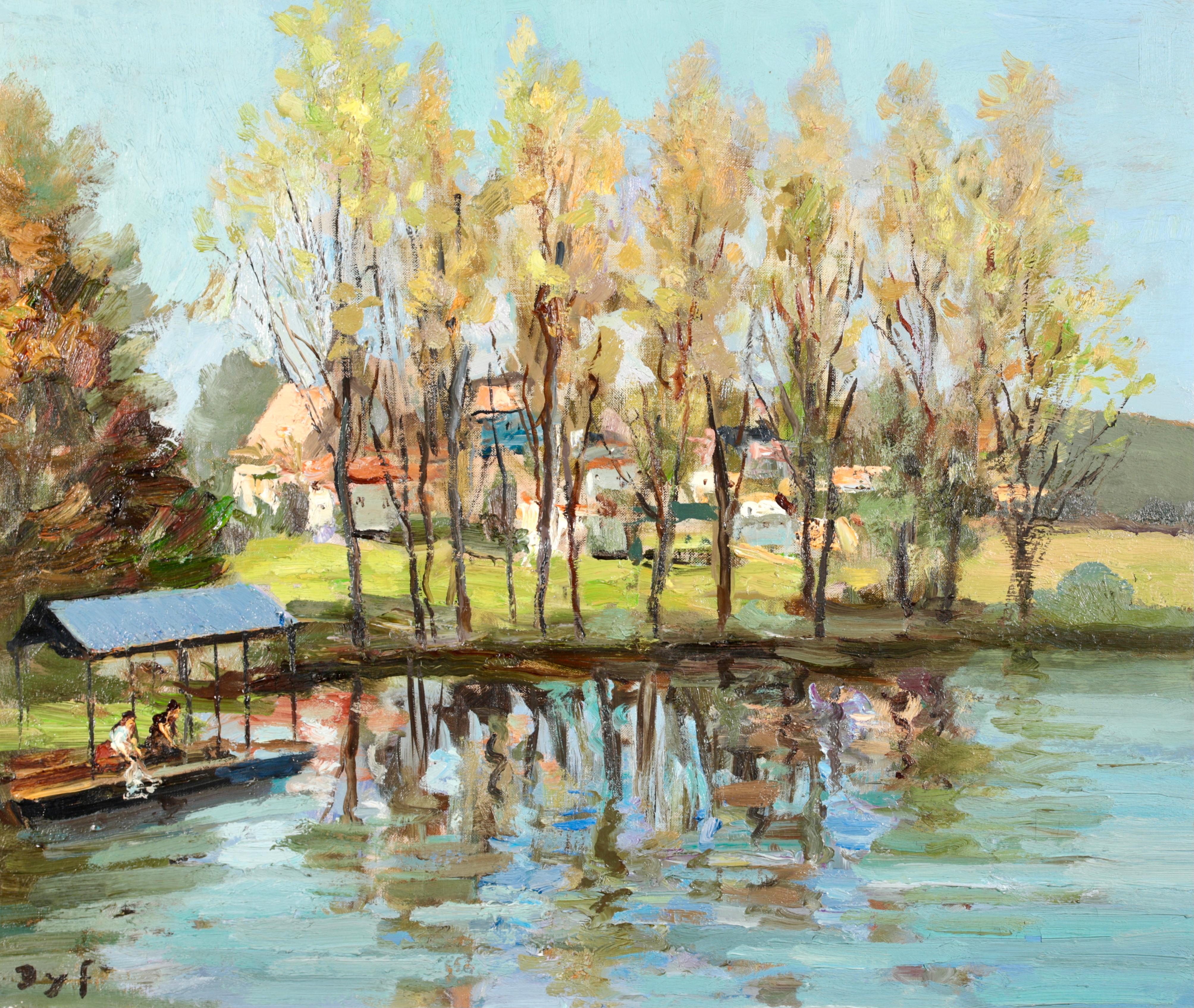 Marcel Dyf - Lavoir sur la rivière - Impressionist Oil, Figures in ...