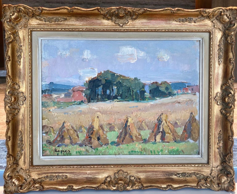 Marcel Kenes - French Impressionist landscape painting of a Hay Harvest ...