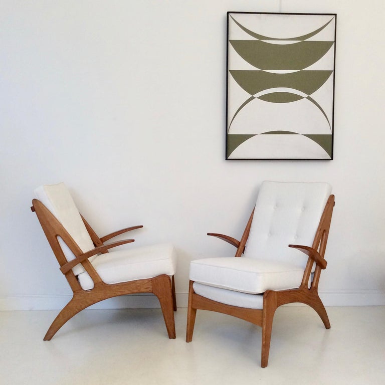 Marcel Louis Baugniet Attributed Pair of Armchairs, circa 1950, Belgium ...