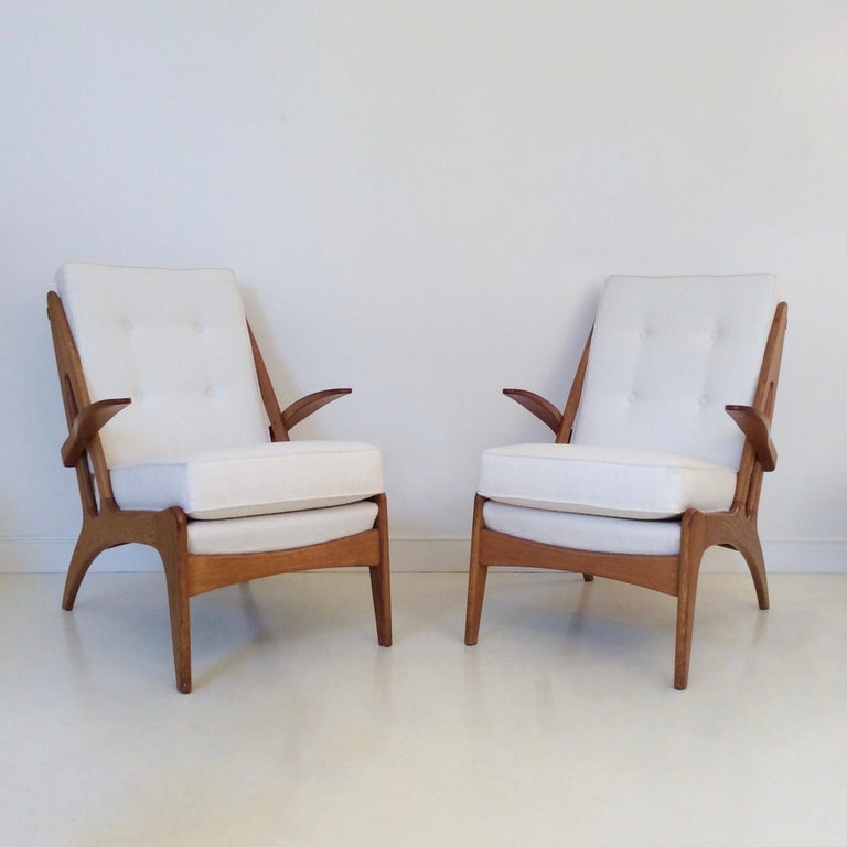 Marcel Louis Baugniet Attributed Pair of Armchairs, circa 1950, Belgium ...