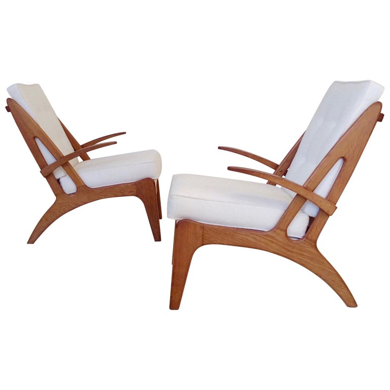 Marcel Louis Baugniet Attributed Pair of Armchairs, circa 1950, Belgium ...