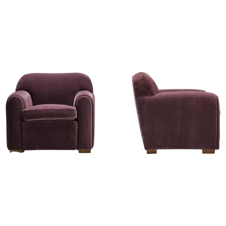 Marcel-Louis Baugniet Sesselpaar aus lila Mohair im Angebot bei 1stDibs