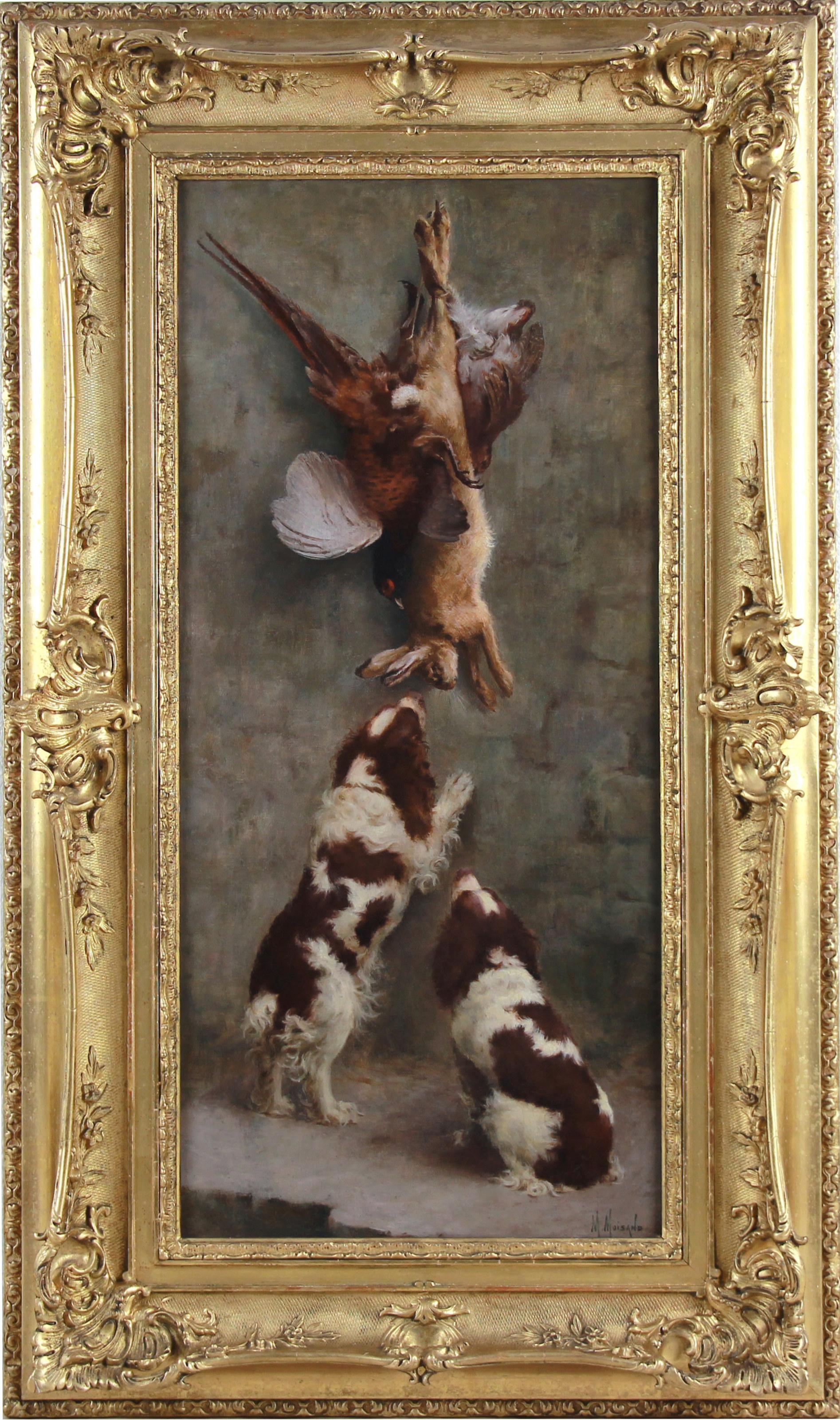Caspar von Reth - Hunting Dog cubs , oil painting on canvas by Caspar ...