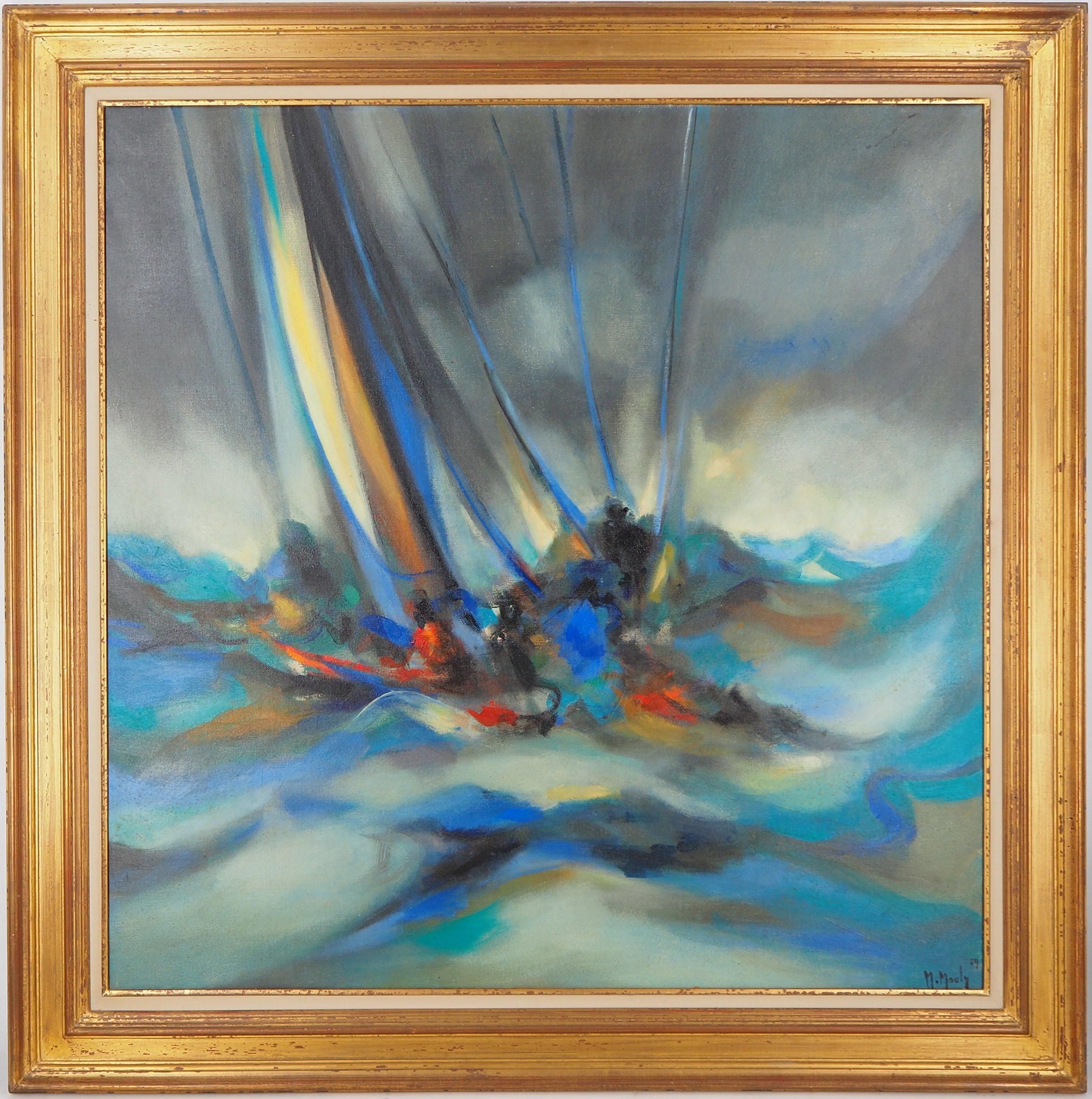 Marcel Mouly - Boats in the Tempest - Original oil painting on canvas ...