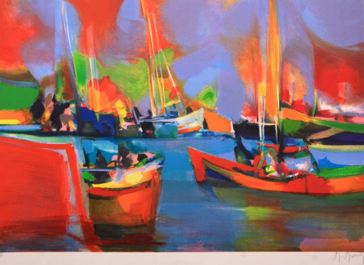 Marcel Mouly - "Four Yachtsmen" Limited Edition Lithograph (E/A) Pencil ...