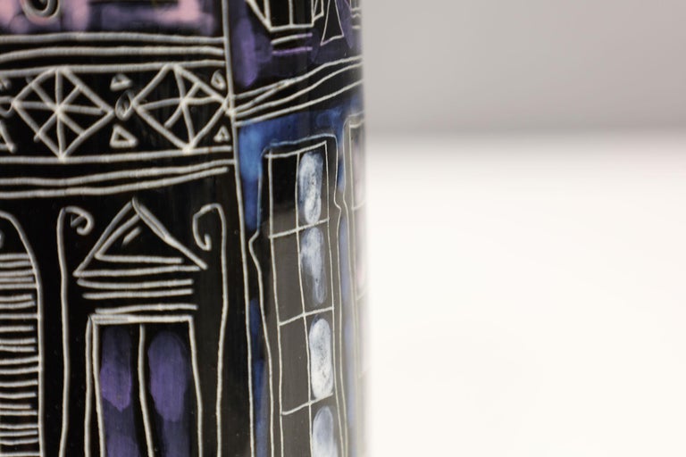 Marcello Fantoni for Raymor Glazed Ceramic Vase, Signed For Sale at 1stDibs