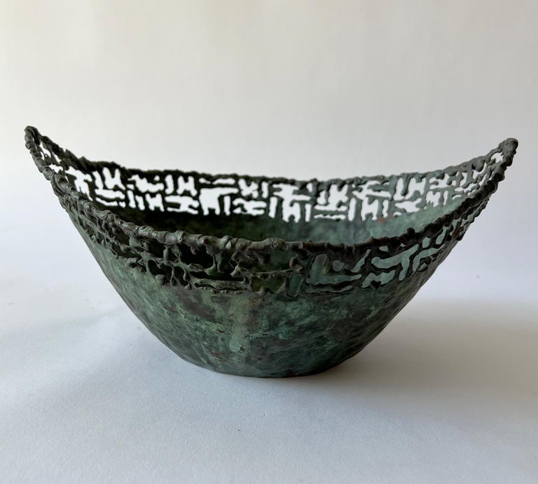 Marcello Fantoni for Raymor Italian Brutalist Patinated Copper Bowl For ...