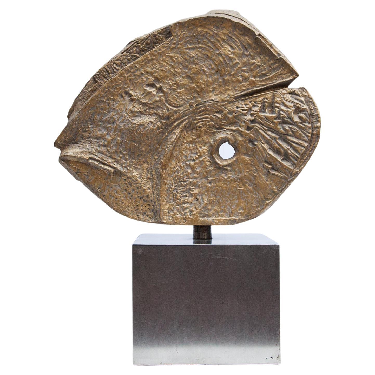 Gold-Plated over Ceramic Monumental Signed Abstract Jaru Sculpture at ...