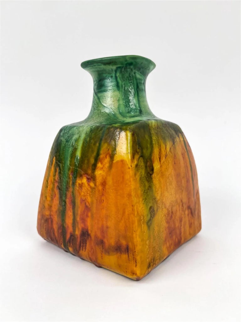 Marcello Fantoni Square Ceramic Modernist Vase, Italy, Signed, Numbered ...