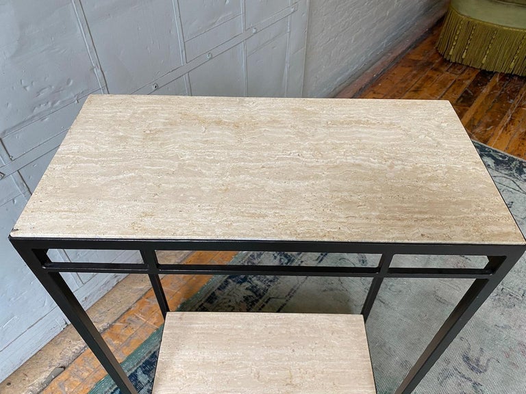 Marcelo Console Table with Travertine Shelves at 1stDibs