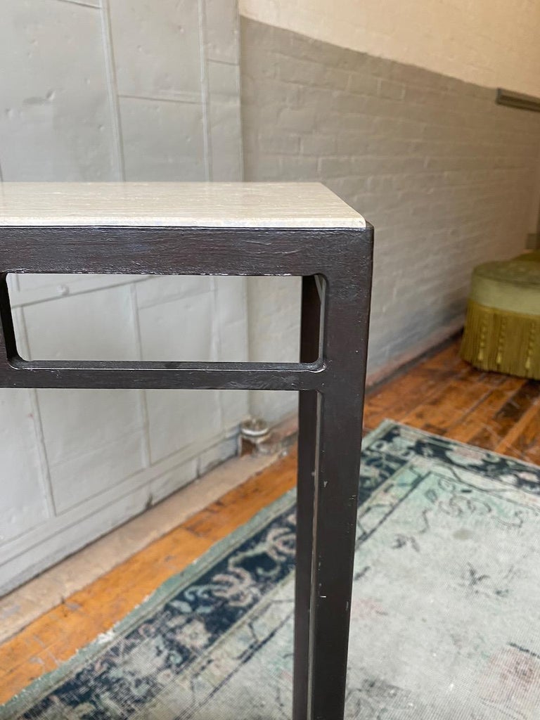 Marcelo Console Table with Travertine Shelves at 1stDibs