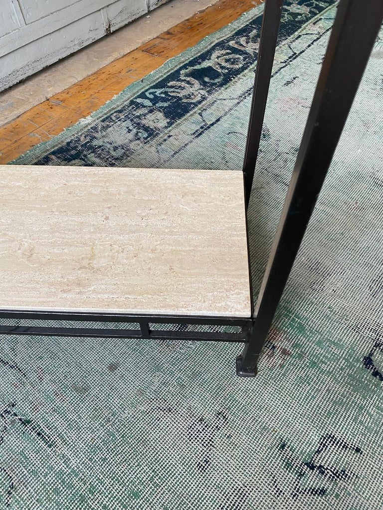 Marcelo Console Table with Travertine Shelves at 1stDibs