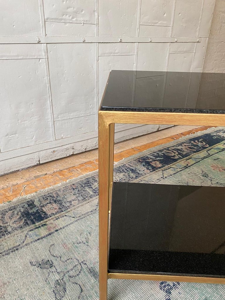 Marcelo Iron End Table with Polished Granite Surface For Sale at 1stDibs