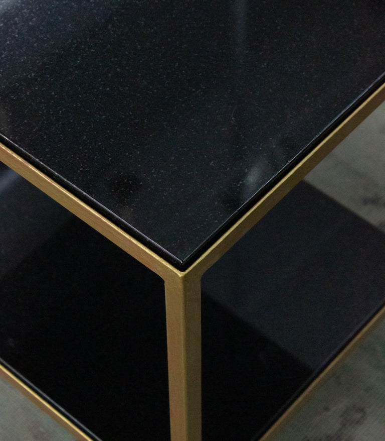 Marcelo Iron End Table with Polished Granite Surface For Sale at 1stDibs