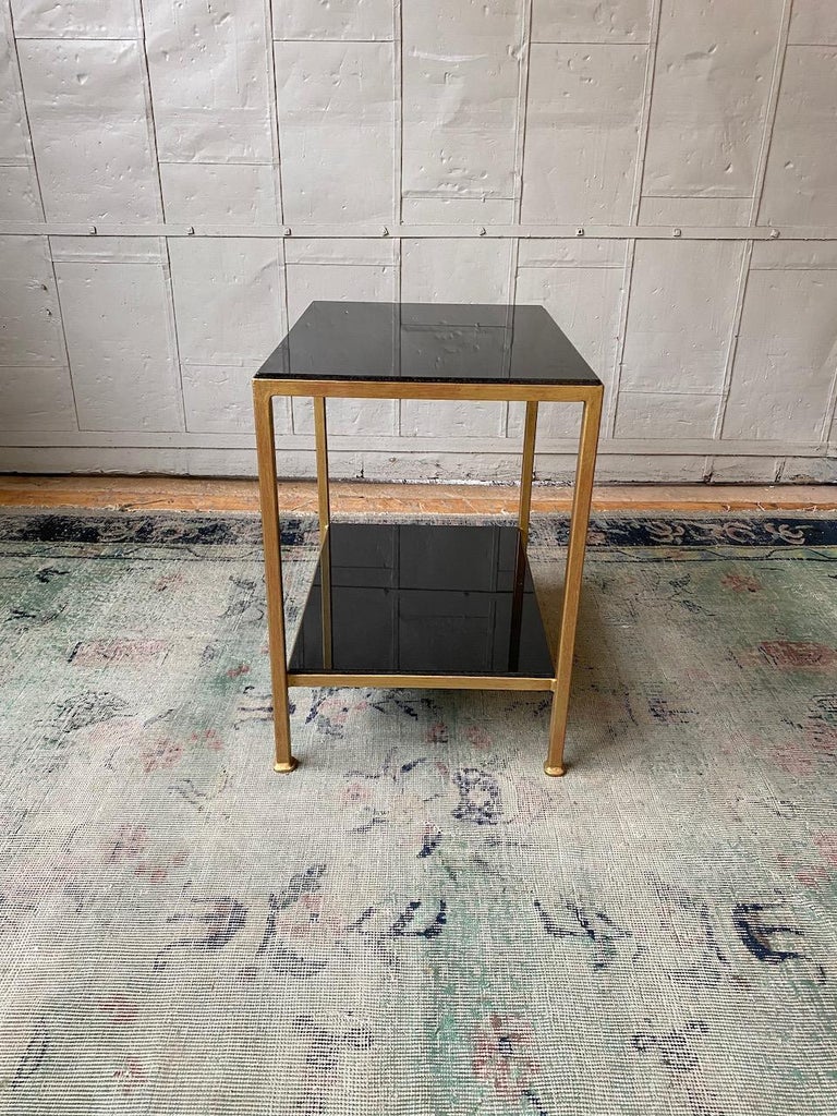 Marcelo Iron End Table with Polished Granite Surface For Sale at 1stDibs