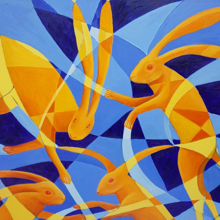 'March Hares' A Contemporary Oil on Canvas Painting by Vera Jefferson ...
