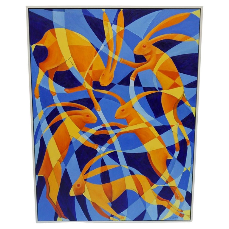 'March Hares' A Contemporary Oil on Canvas Painting by Vera Jefferson ...